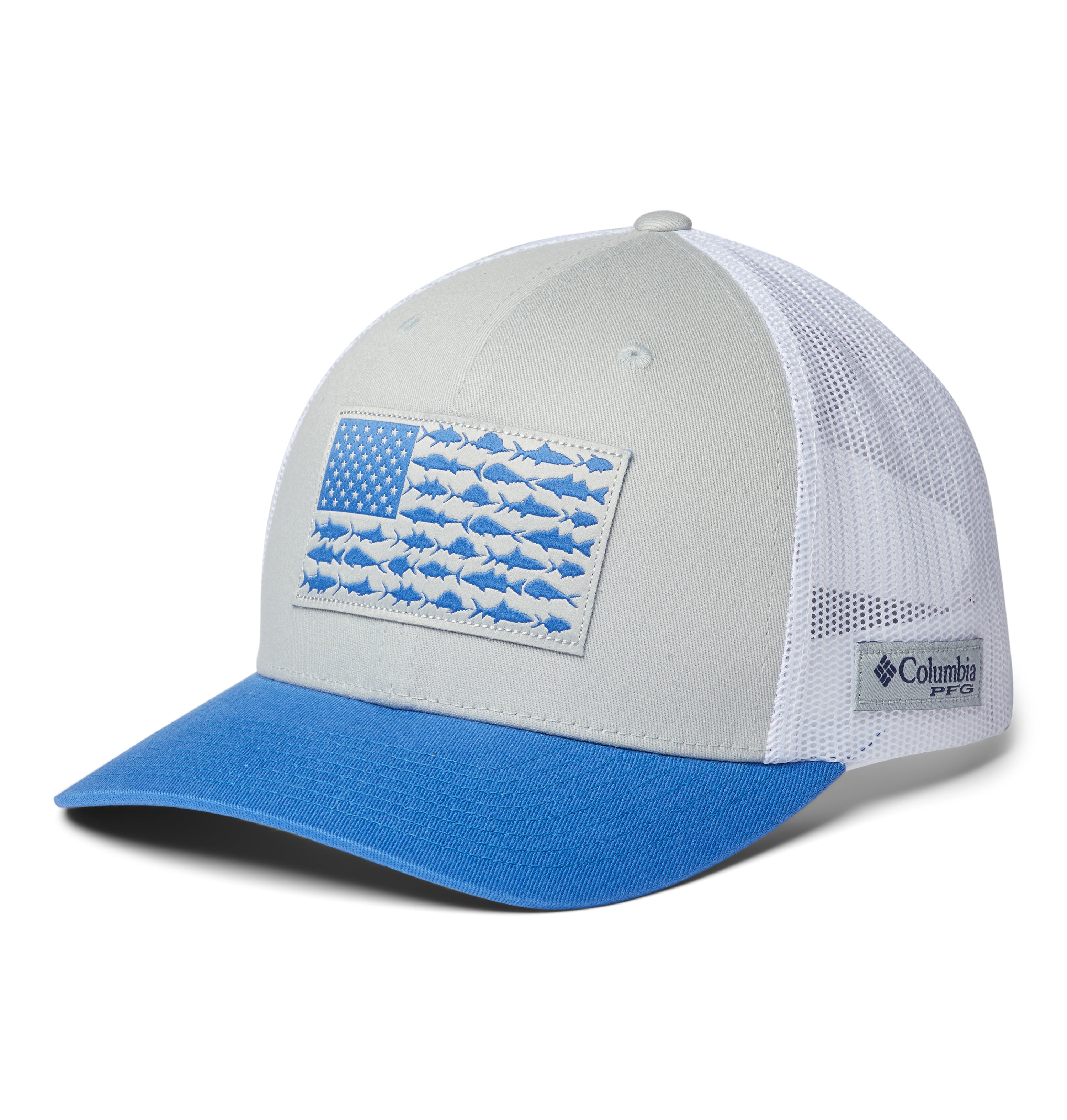 Men's PFG Fish Flag Mesh Snapback Hat - (High Crown)