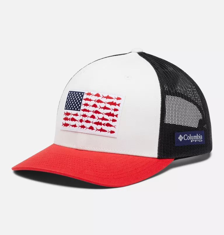 Men's PFG Fish Flag Mesh Snapback Hat - (High Crown)