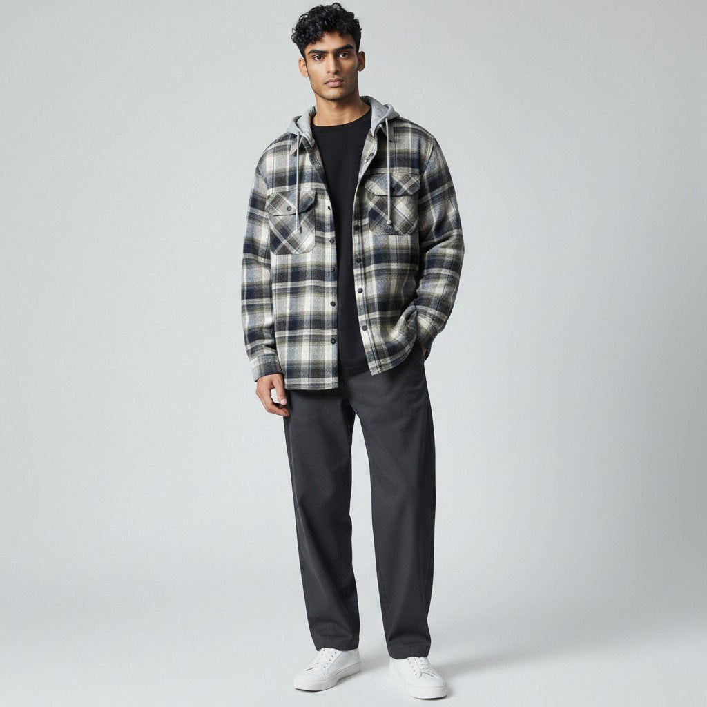 Men's Chuck Button Front Quilt Lined Hood