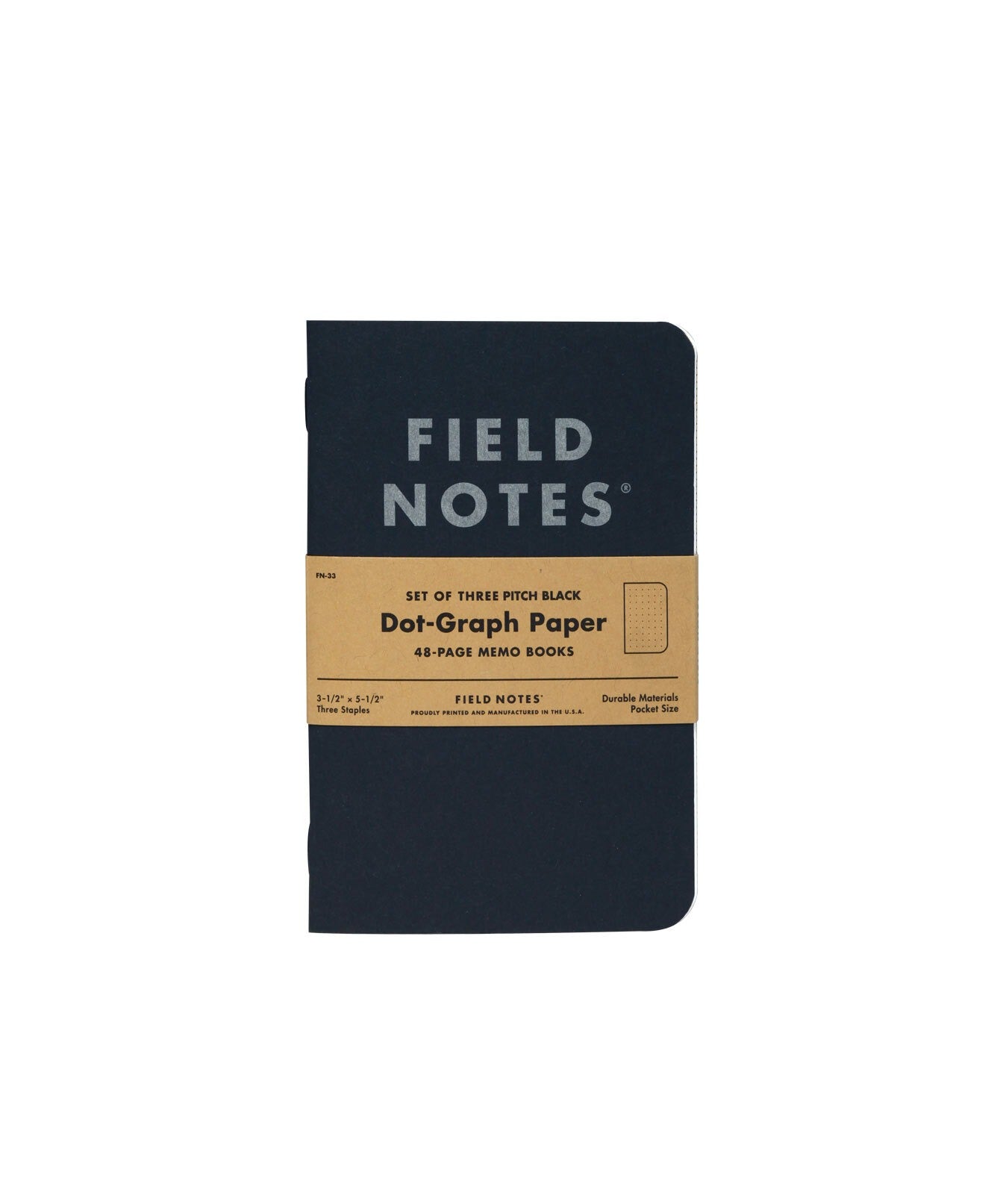 Pitch Black Dot-Graph Paper Memo Books 3-Pack