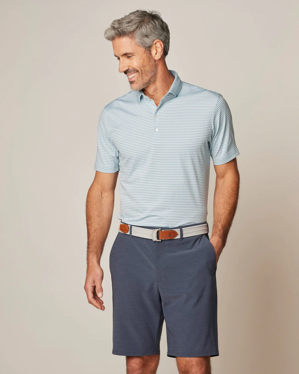 Men's Michael Striped Jersey Performance Polo