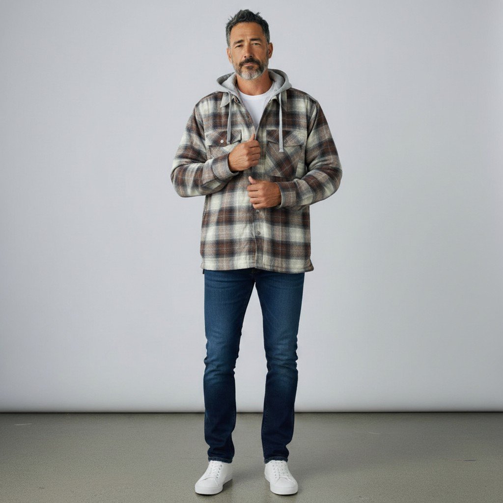 Men's Chuck Button Front Quilt Lined Hood
