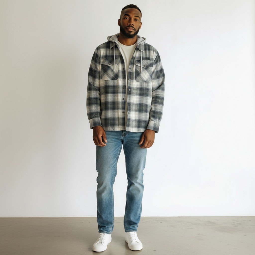 Men's Chuck Button Front Quilt Lined Hood